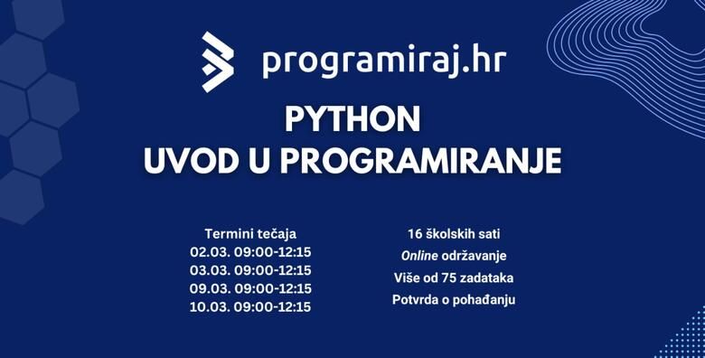 Python - Uvod u programiranje I 16 školskih sati online uz potvrdu o ...